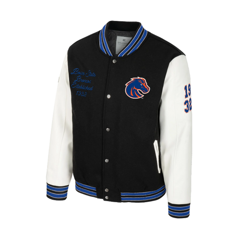 Boise State Broncos Men's Colosseum Letterman Jacket (Black/White ...