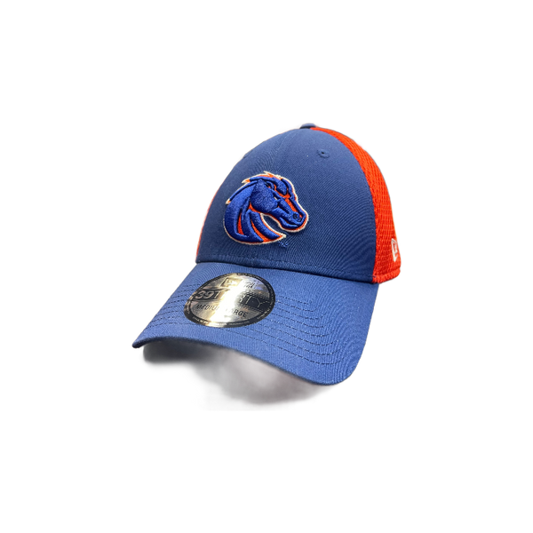 Boise State Broncos New Era Bronco Mesh 39Thirty Flex Fit Hat (Blue/Or ...
